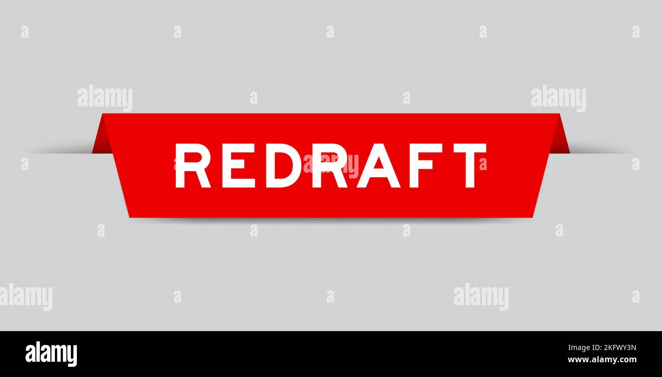 Red color inserted label with word redraft on gray background Stock ...