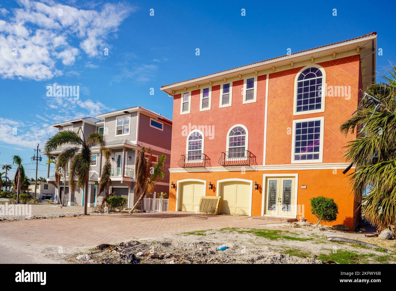 Fort Myers Beach, FL, USA - November 19, 2022: Luxury homes sustained ...