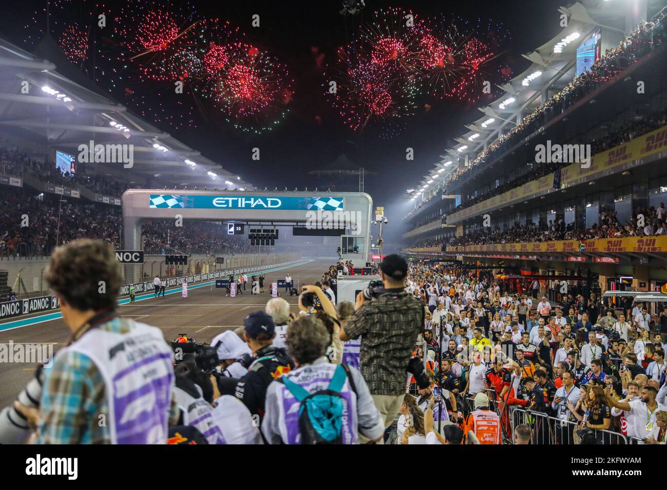 Abu Dhabi, United Arab Emirates. 20th Nov, 2022. Fireworks over F1 ...