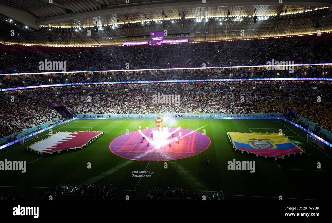 A giant replica World Cup trophy during the FIFA World Cup Group A ...