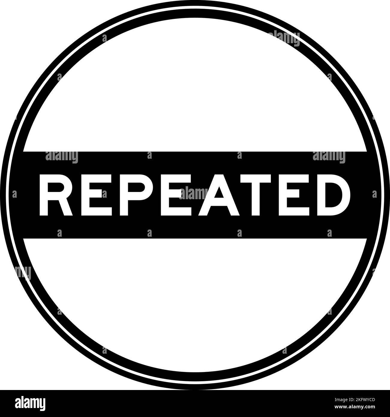 Black color round seal sticker in word repeated on white background ...
