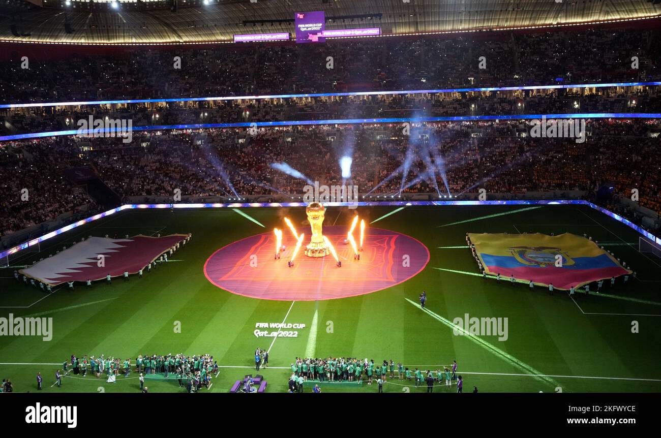 A giant replica World Cup trophy during the FIFA World Cup Group A ...