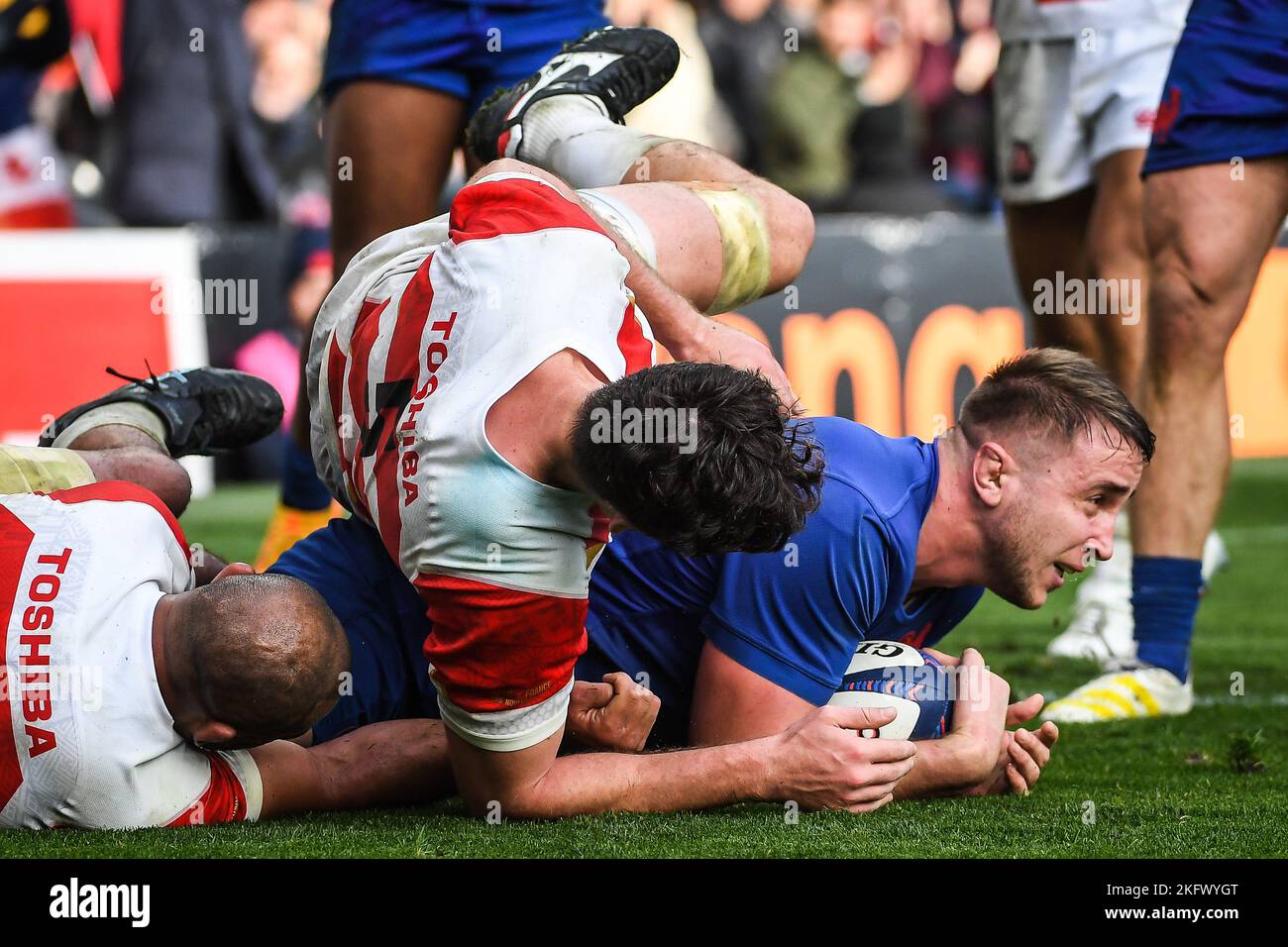 Anthony JELONCH of France scores his try during the 2022 Autumn Nations ...