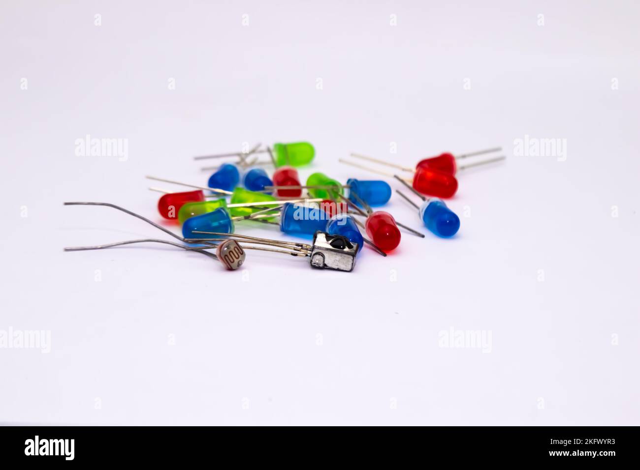 Selective focus front view of an LDR and an IR receiver on a group of ...