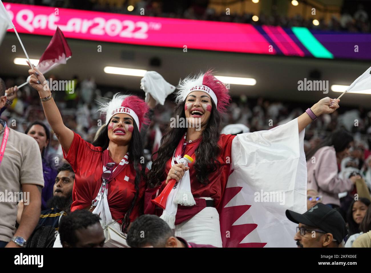Qatar fans ahead of the FIFA World Cup Group A match at the Al Bayt ...