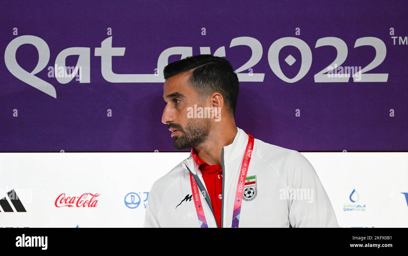 Doha, Qatar. 20th Nov, 2022. Iran's player Ehsan Hajsafi attends a ...