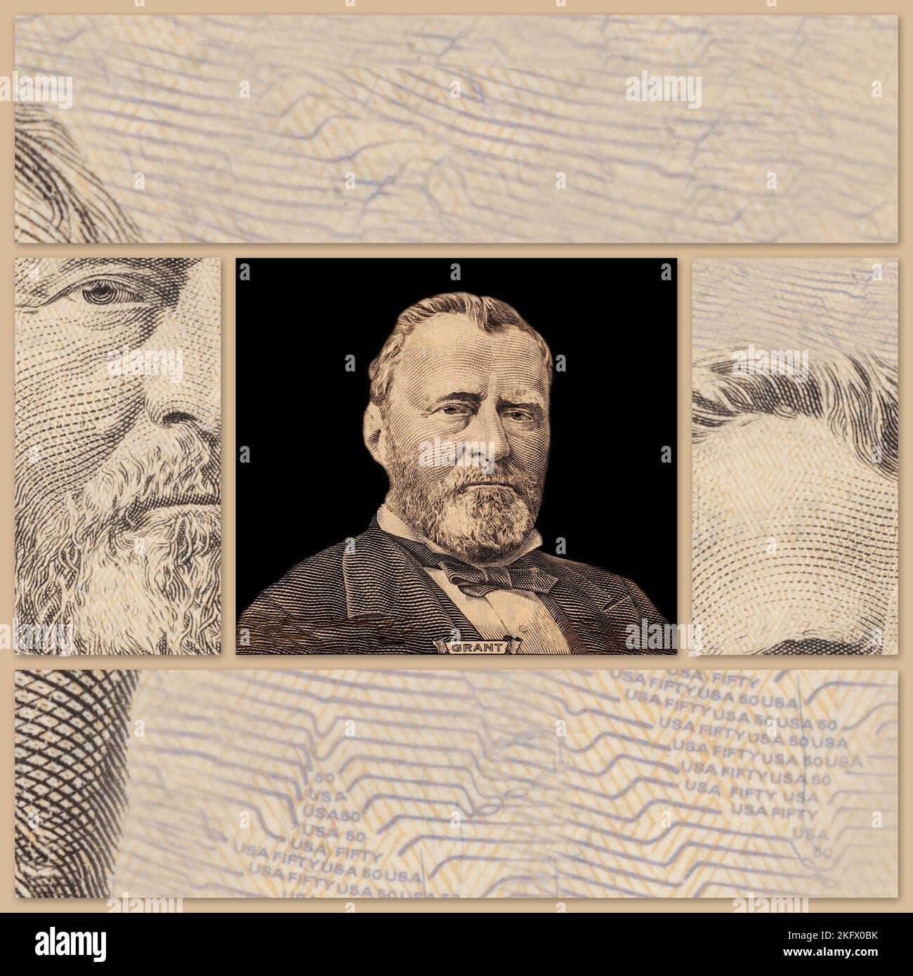 Banner with Portrait of U.S. president Ulysses S. Grant Stock Photo - Alamy