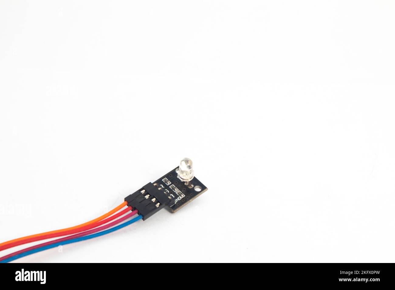 Selective focus an RGB LED module with its cable. This module is used ...