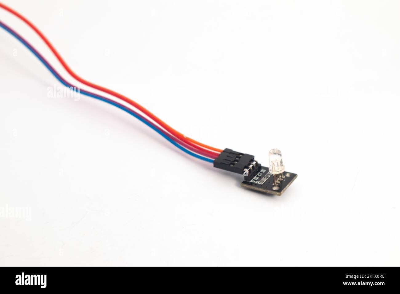 Selective focus an RGB LED module with its wired diagonally. This ...