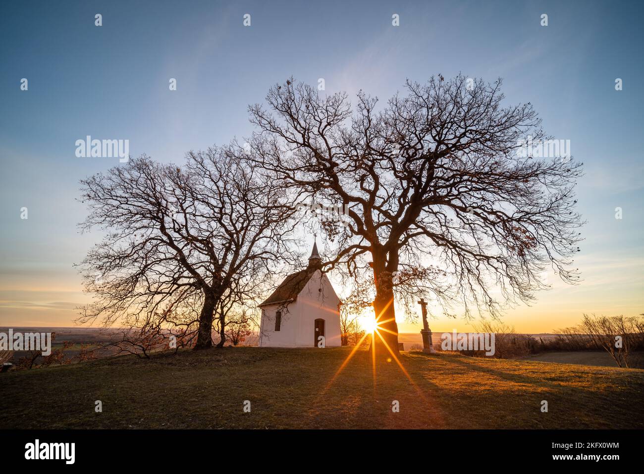 Small chapel with huge tree, called in Hungary Szent Orban Kapolna ...