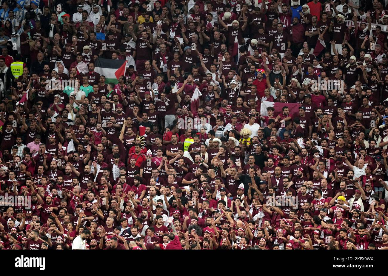 Qatar fans during the FIFA World Cup Group A match at the Al Bayt ...