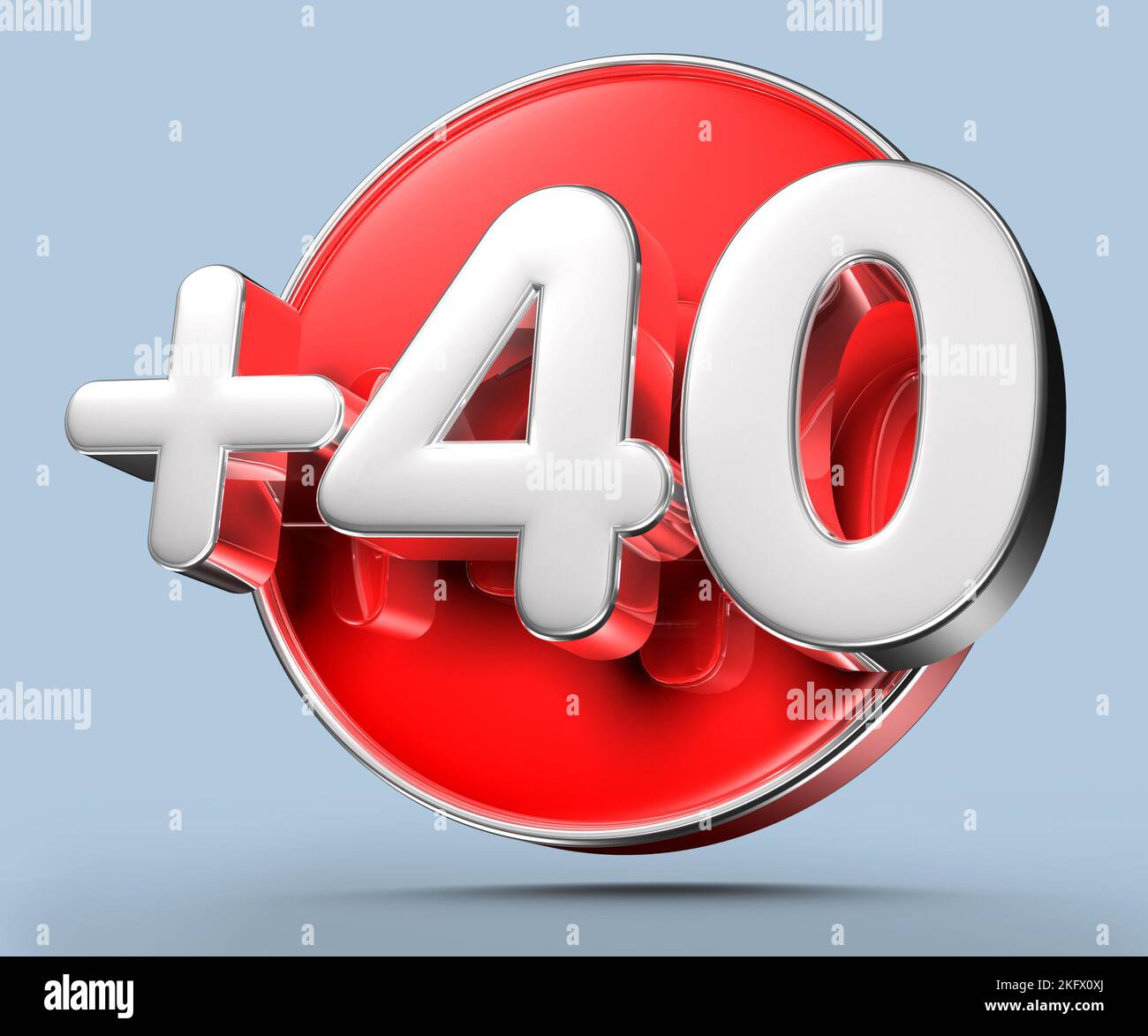 Plus 40 3D illustration on light gray background have work path ...