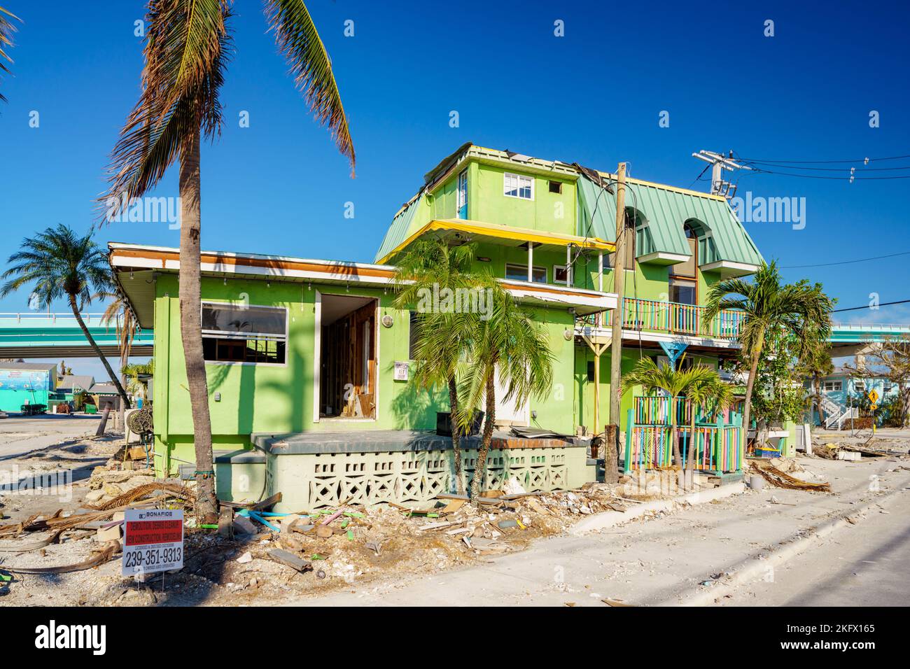 Fort Myers Beach, FL, USA - November 19, 2022: Homes destroyed by ...