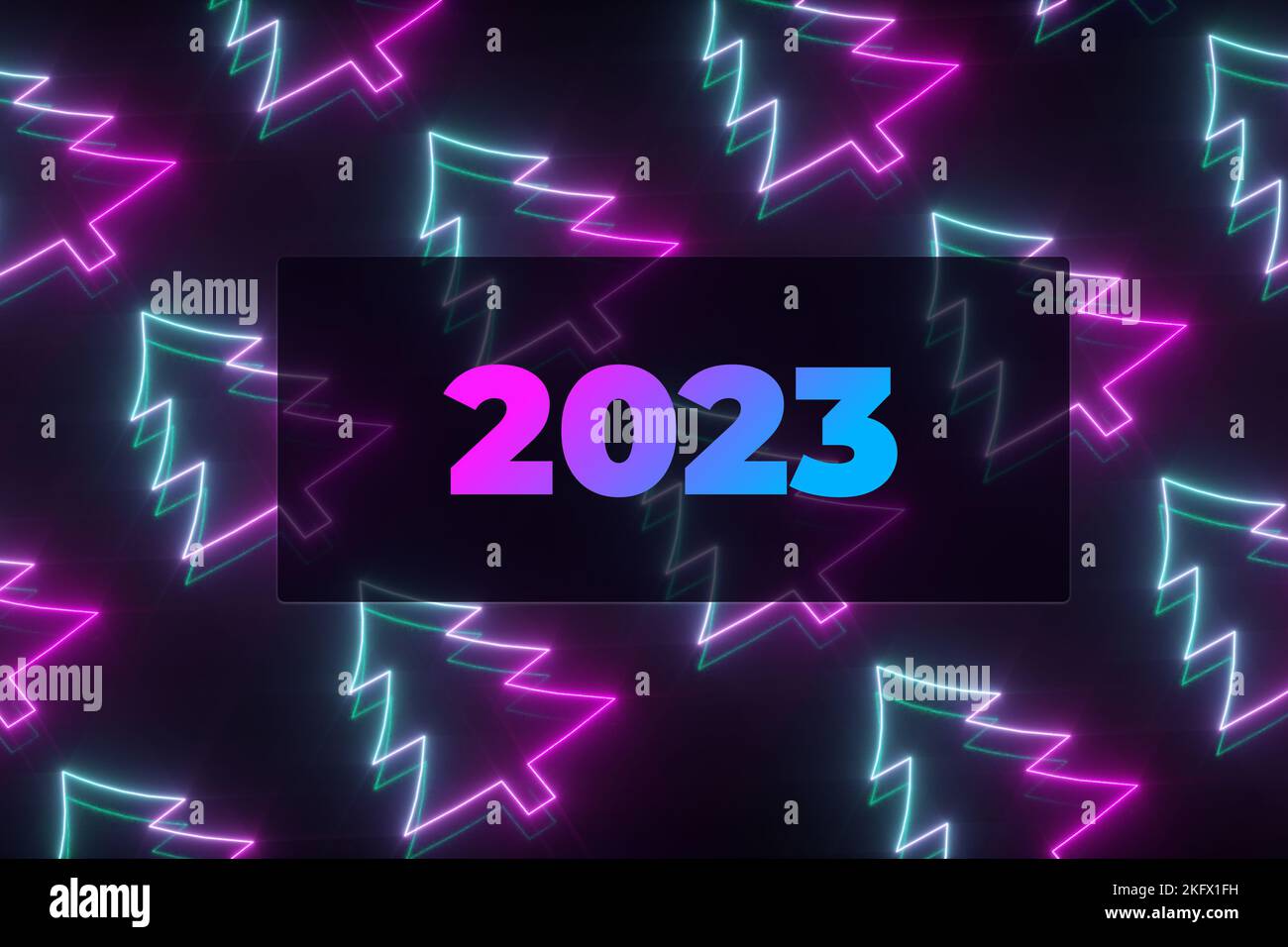 neon 2023 christmas background, 3d render Stock Photo - Alamy
