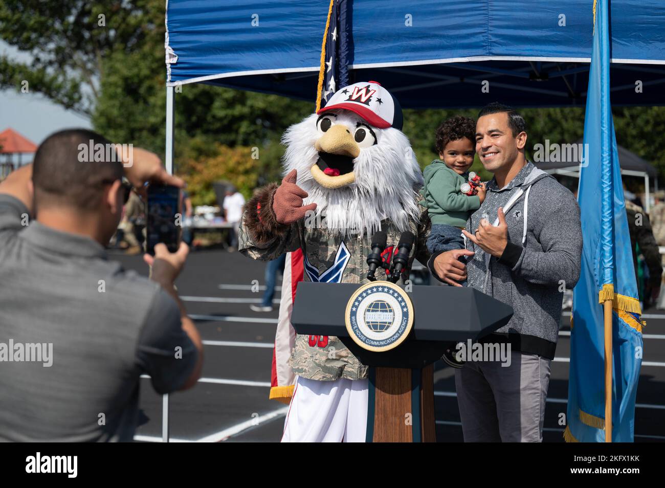Maj. Ralph Soto and Lucas Soto pose with "Screech," the Washington ...