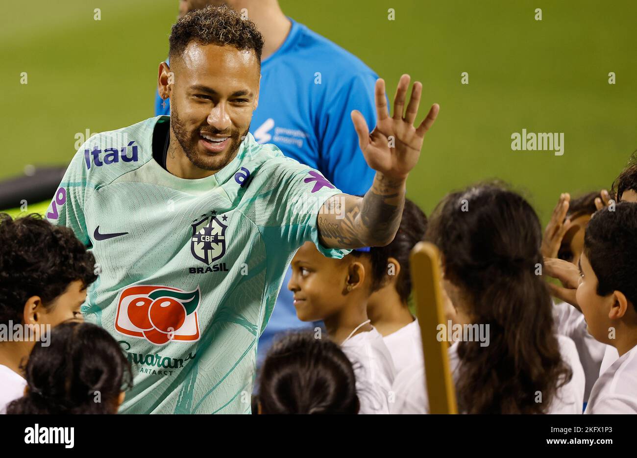 Doha, Catar. 20th Nov, 2022. Striker Neymar Jr during the Training of ...