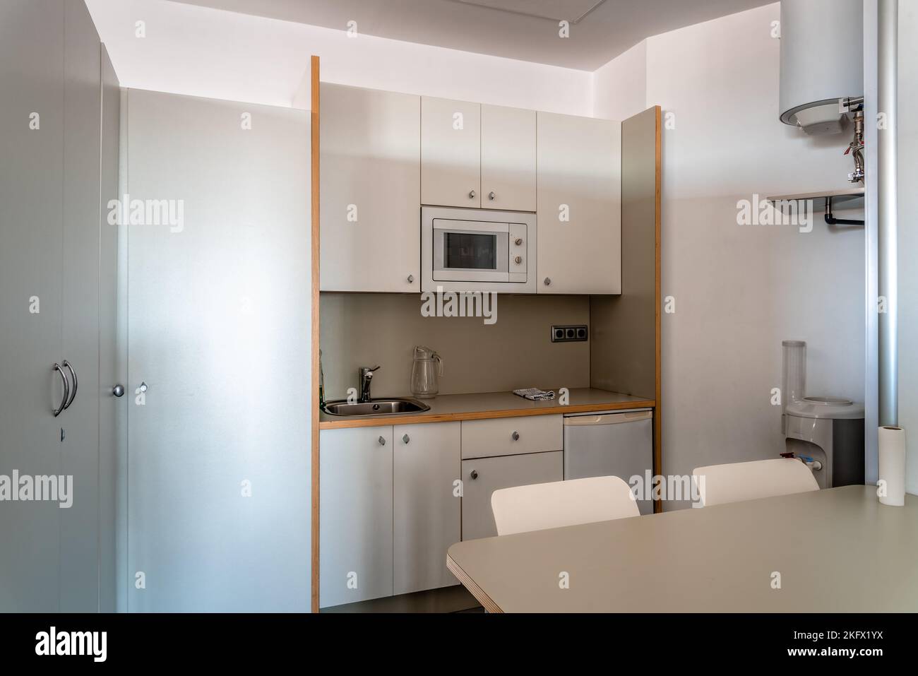 Small kitchen for workers in co-working. Startup business office ...