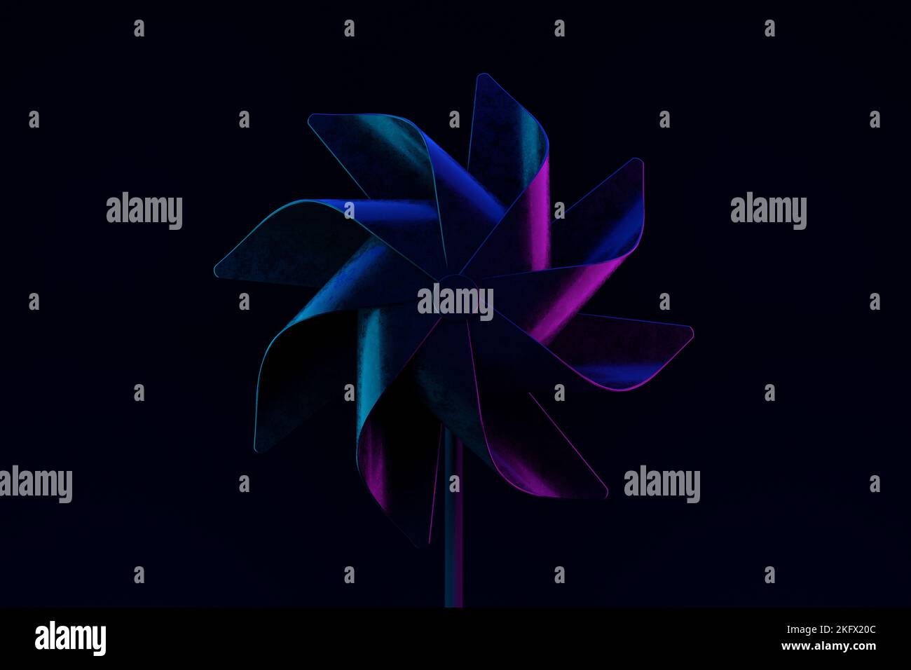 neon pinwheel children's toy, 3d render Stock Photo - Alamy