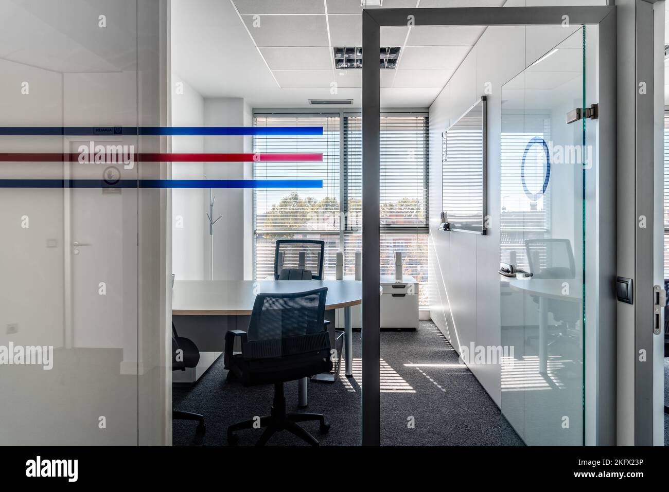 Empty places for workers in contemporary coworking. Startup business ...