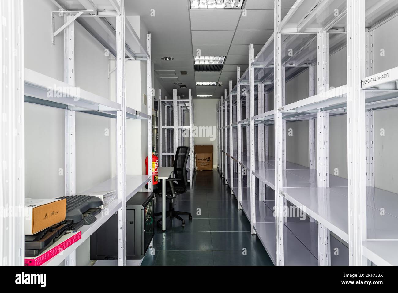 Empty storage room in coworking space. Startup business office interior ...