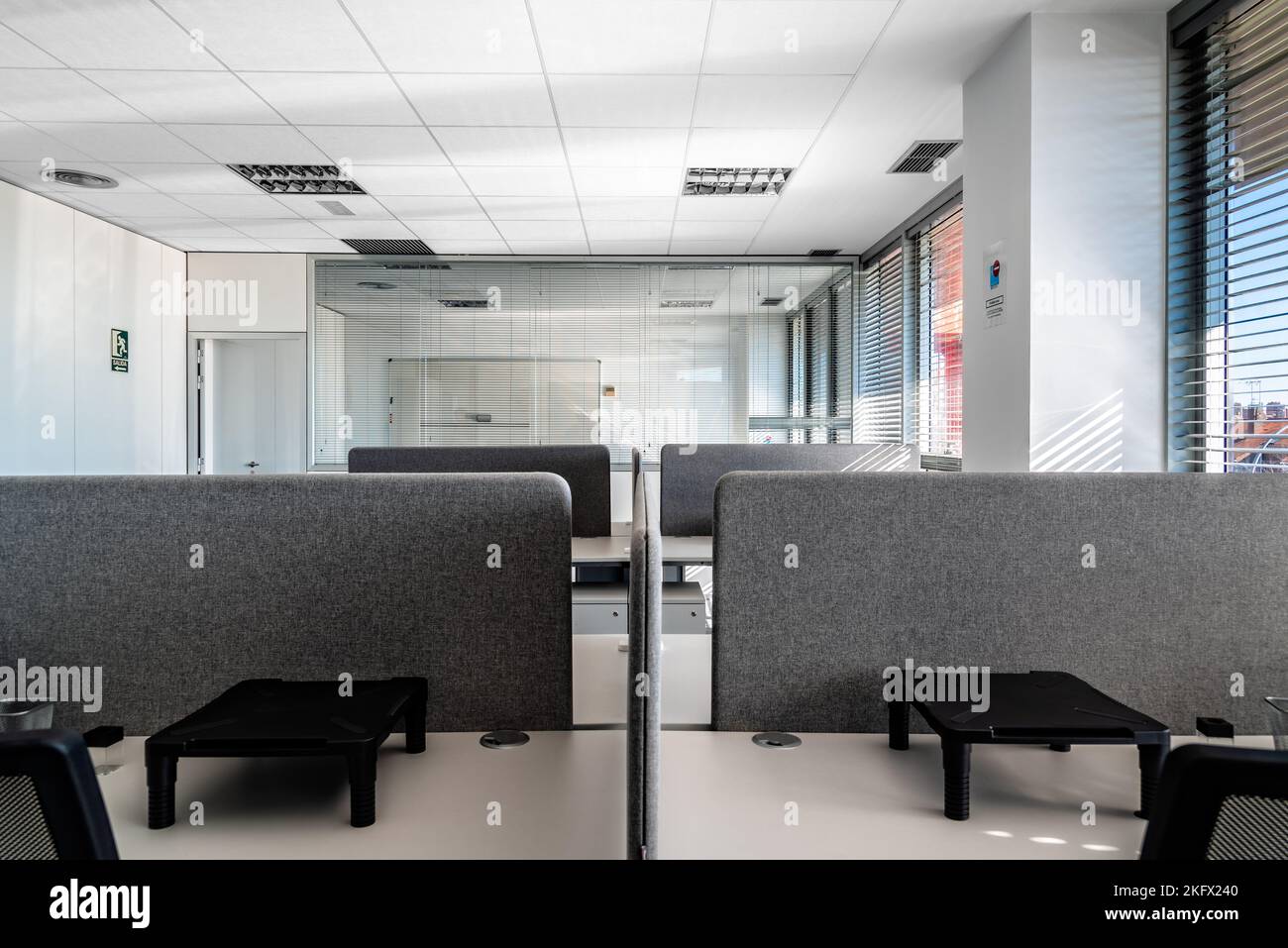 Empty places for workers in contemporary coworking. Startup business ...