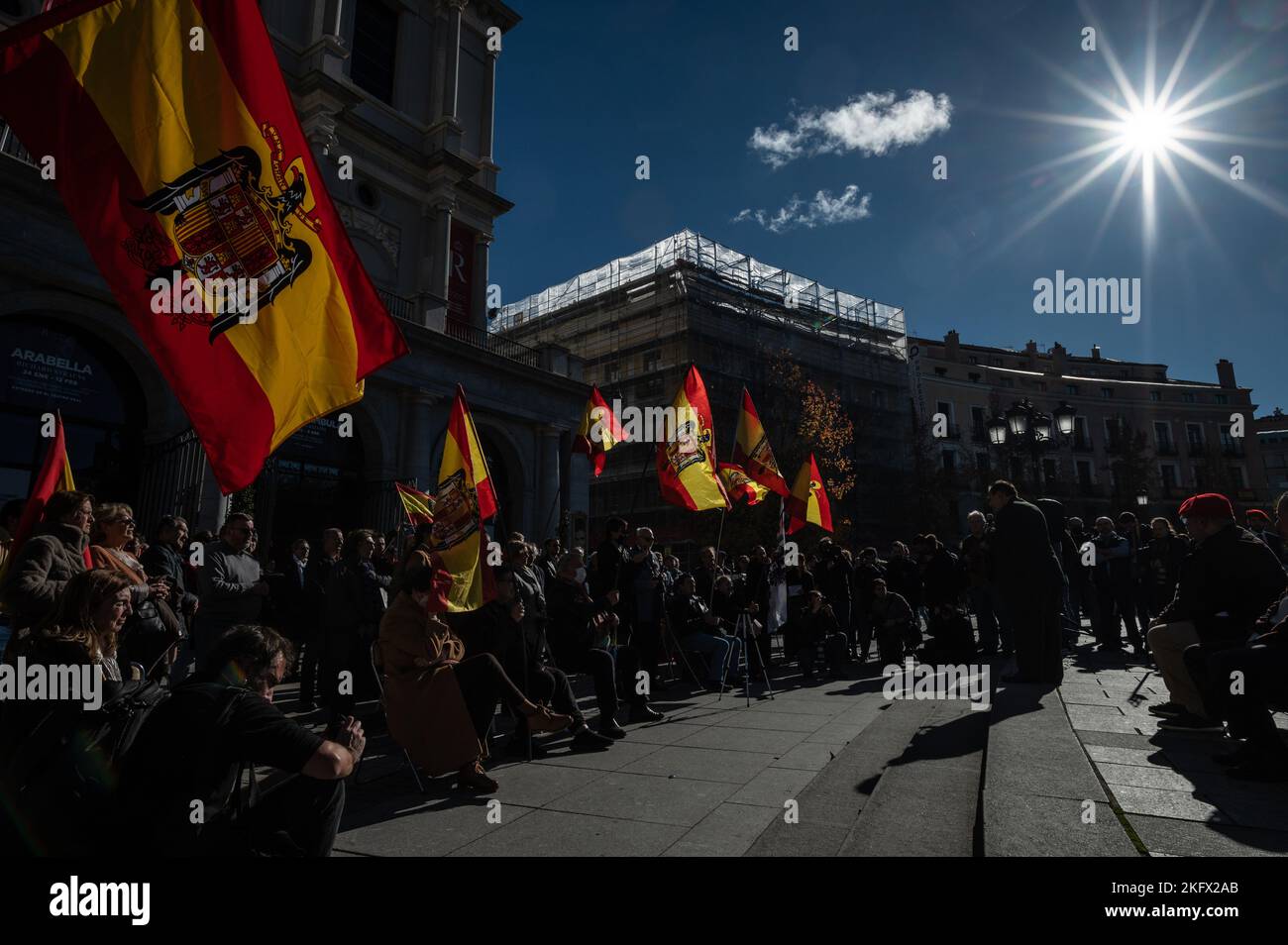 Madrid, Spain. 20th Nov, 2022. People waving pre-constitutional flags ...