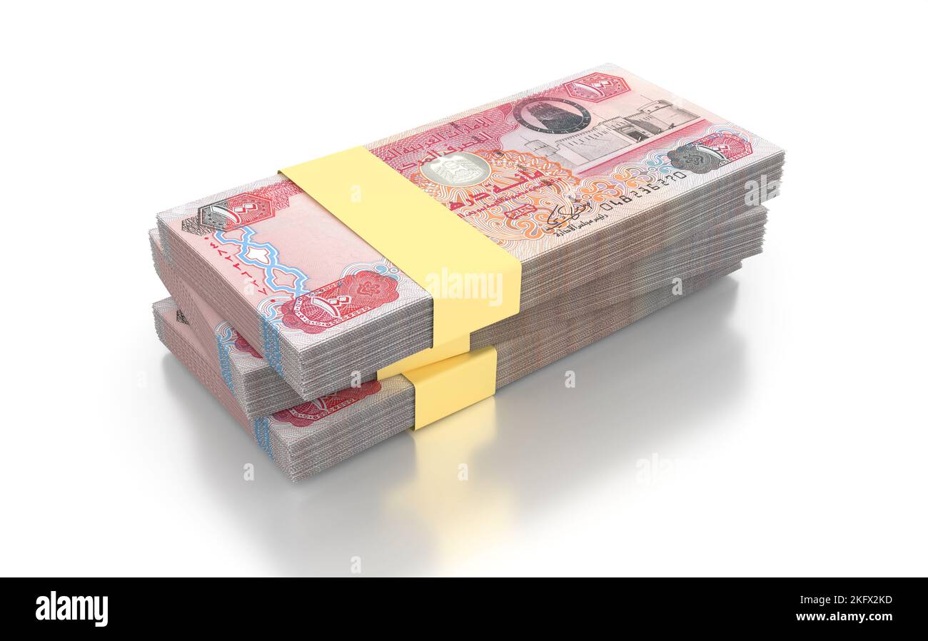 United Arab Emirates Currency Dirhams AED 100 Note isolated on White ...