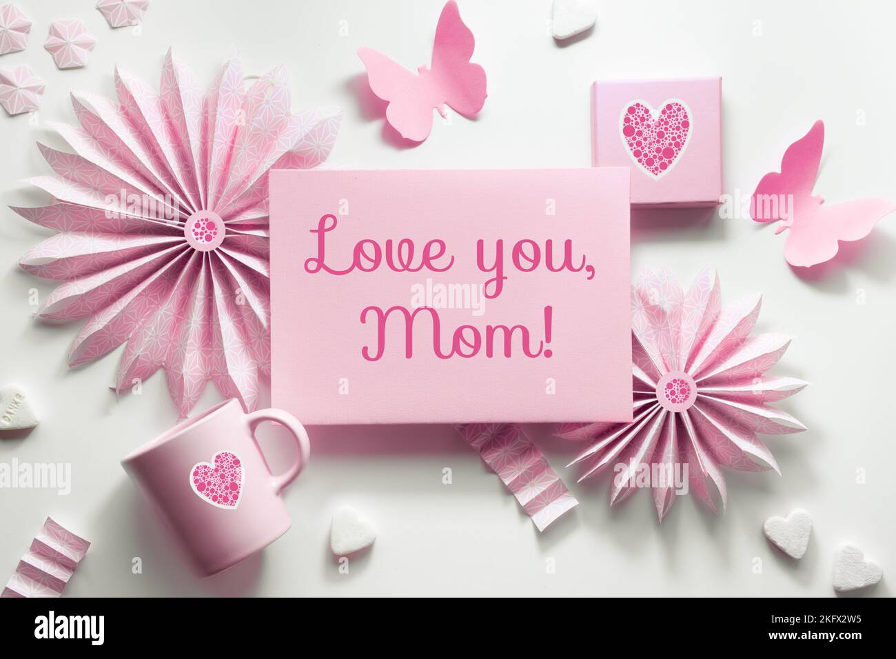 Mother's day greeting ornament, paper art style. Paper fans ...