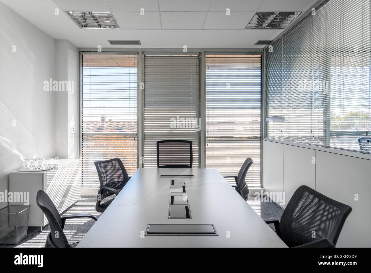 Meeting room for workers in contemporary coworking. Startup business ...