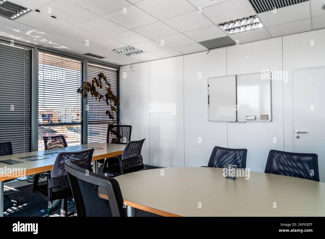 Empty places for workers in contemporary coworking. Startup business ...