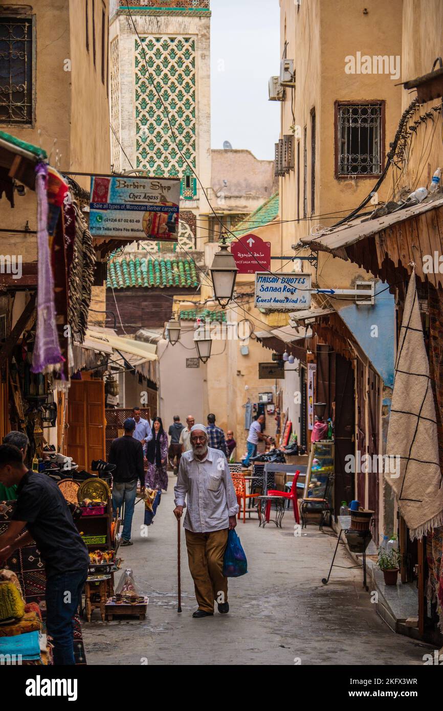 Narrow alleys in the medina of Fez in Morocco Stock Photo - Alamy