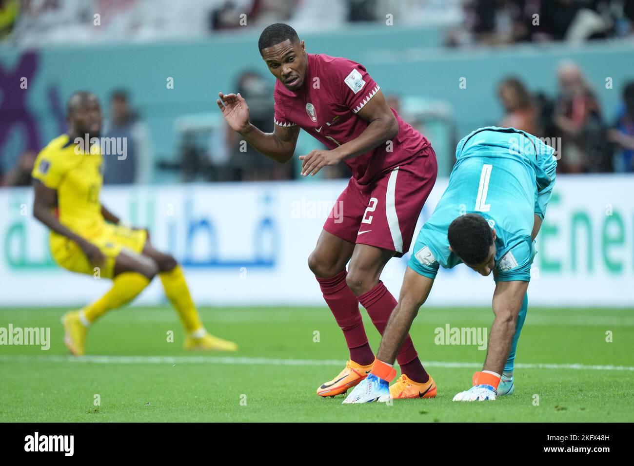 Al Khor, Qatar. 20th Nov, 2022. Alsheeb Saad and Pedro Miguel of Qatar ...