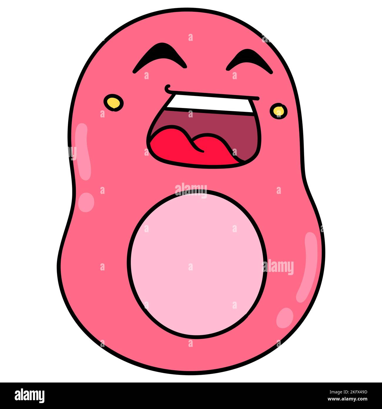 A vector illustration of a funny pink creature laughing out loud with ...