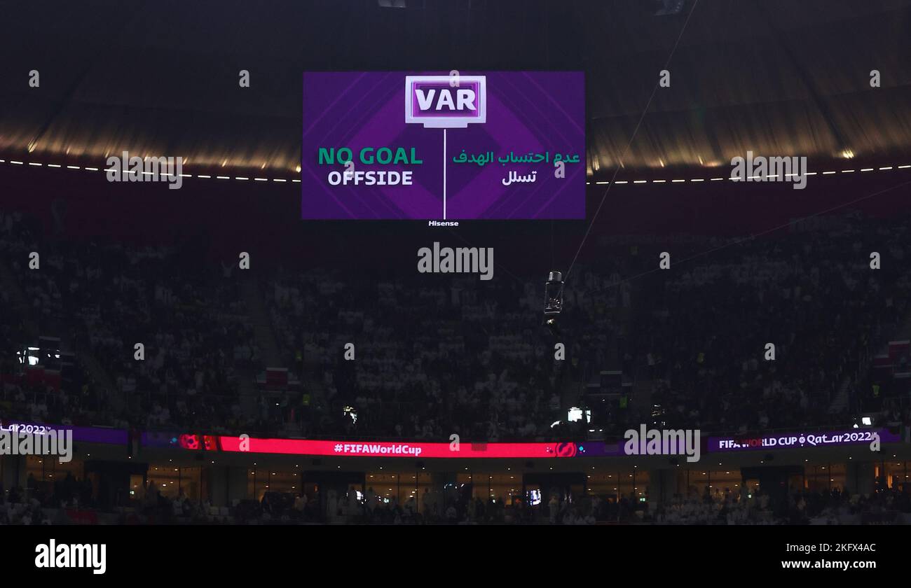 Al Khor, Qatar. 20th Nov, 2022. VAR intercedes in the opening few ...