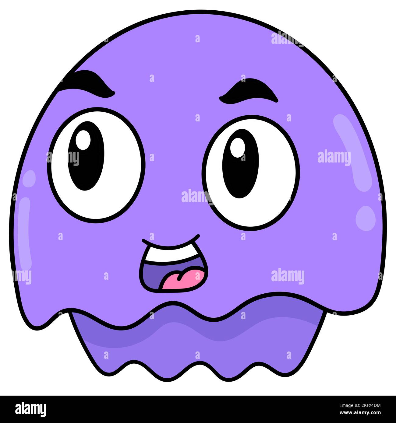 A vector illustration of a surprised purple creature with wide ope eyes ...