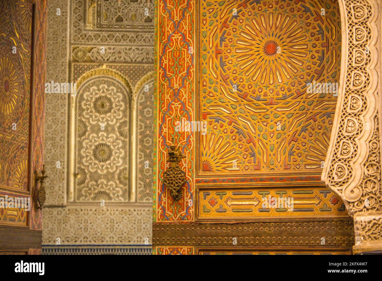 Decorative tile work in Fez in Morocco, famous for it's ancient medina ...