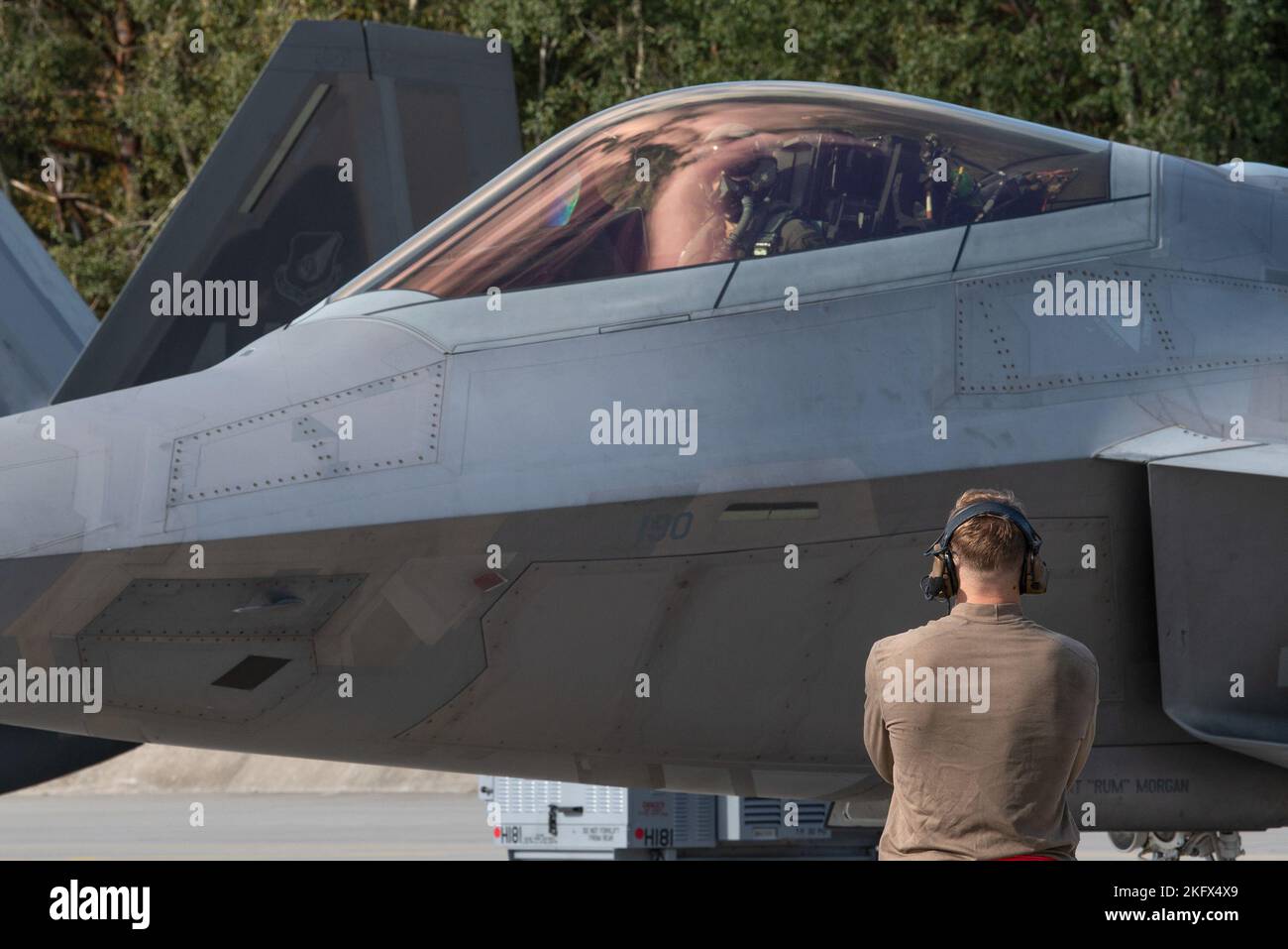 U.S. Air Force Col. Kevin Jamieson, 3rd Wing commander prepares to taxi ...