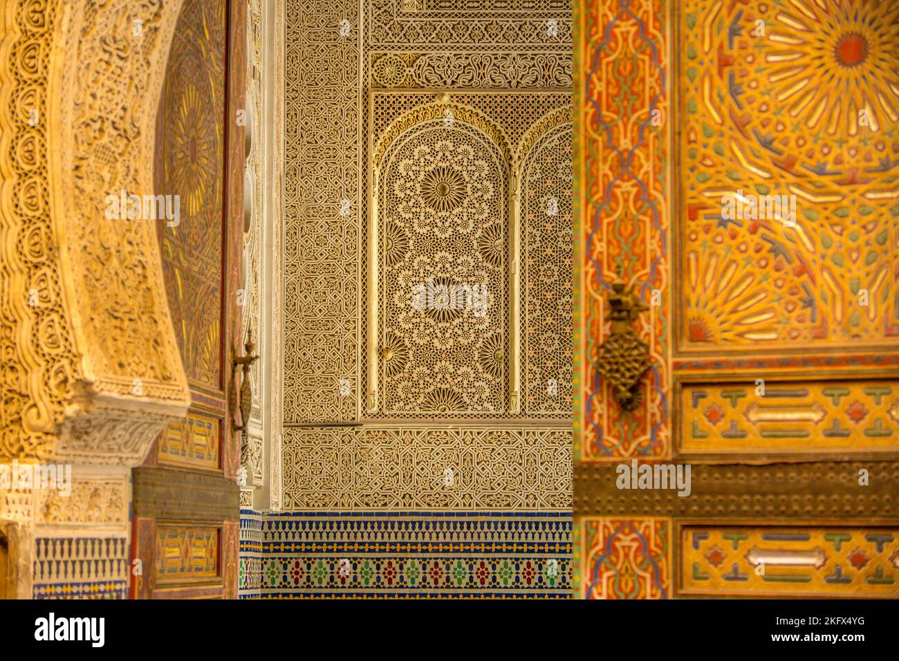 Decorative tile work in Fez in Morocco, famous for it's ancient medina ...