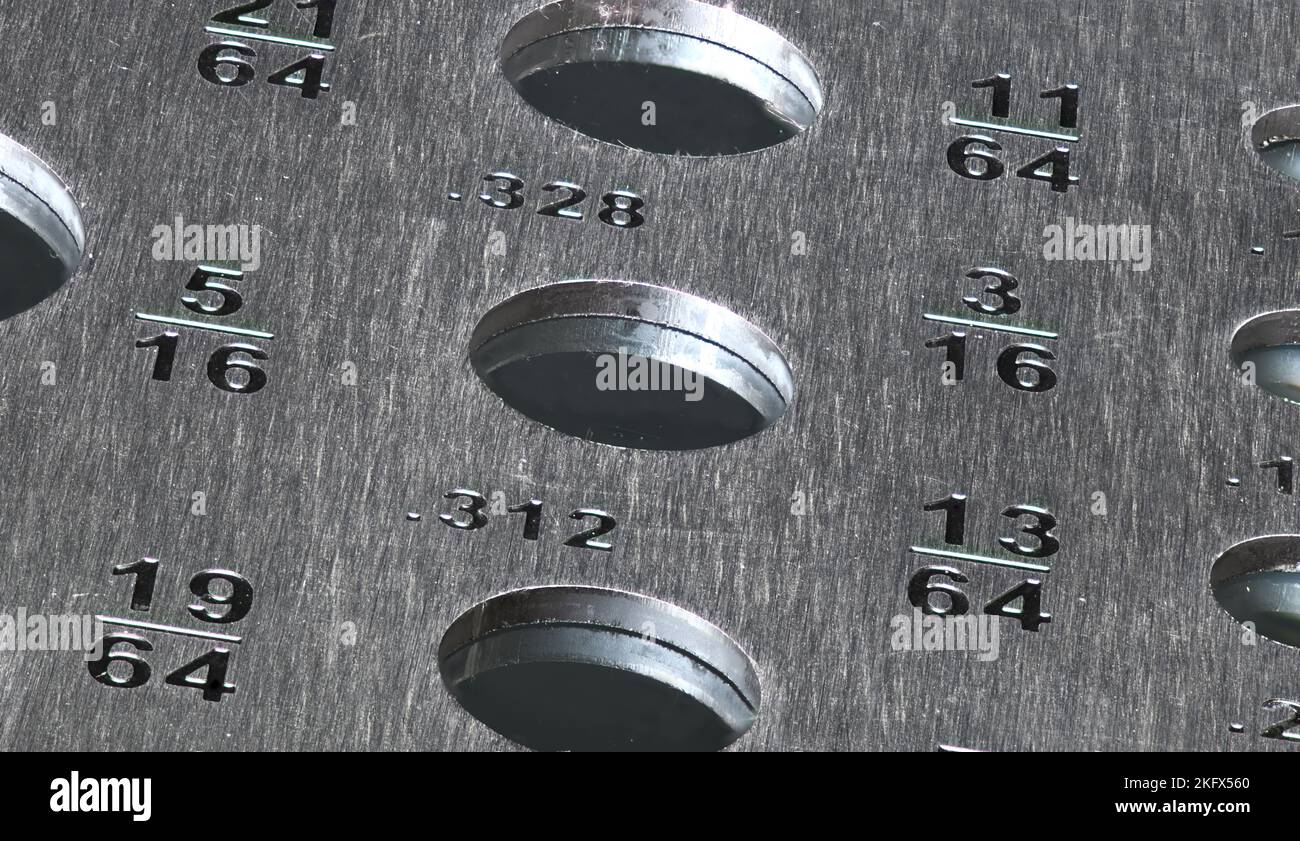 Drill Bit Gauge Close up on dark background Stock Photo - Alamy