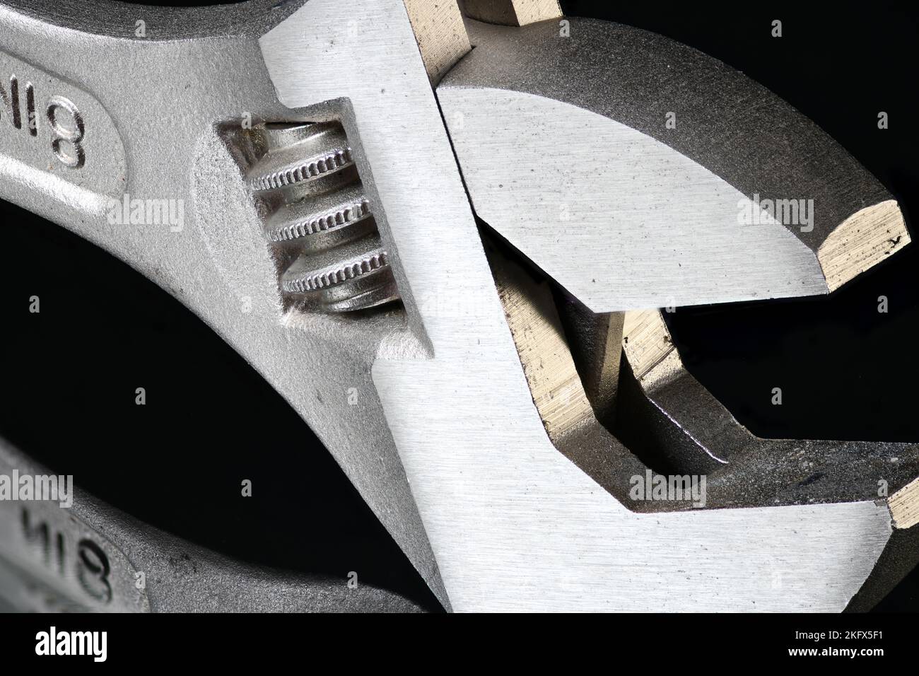 Adjustable wrench tool dark hi-res stock photography and images - Alamy