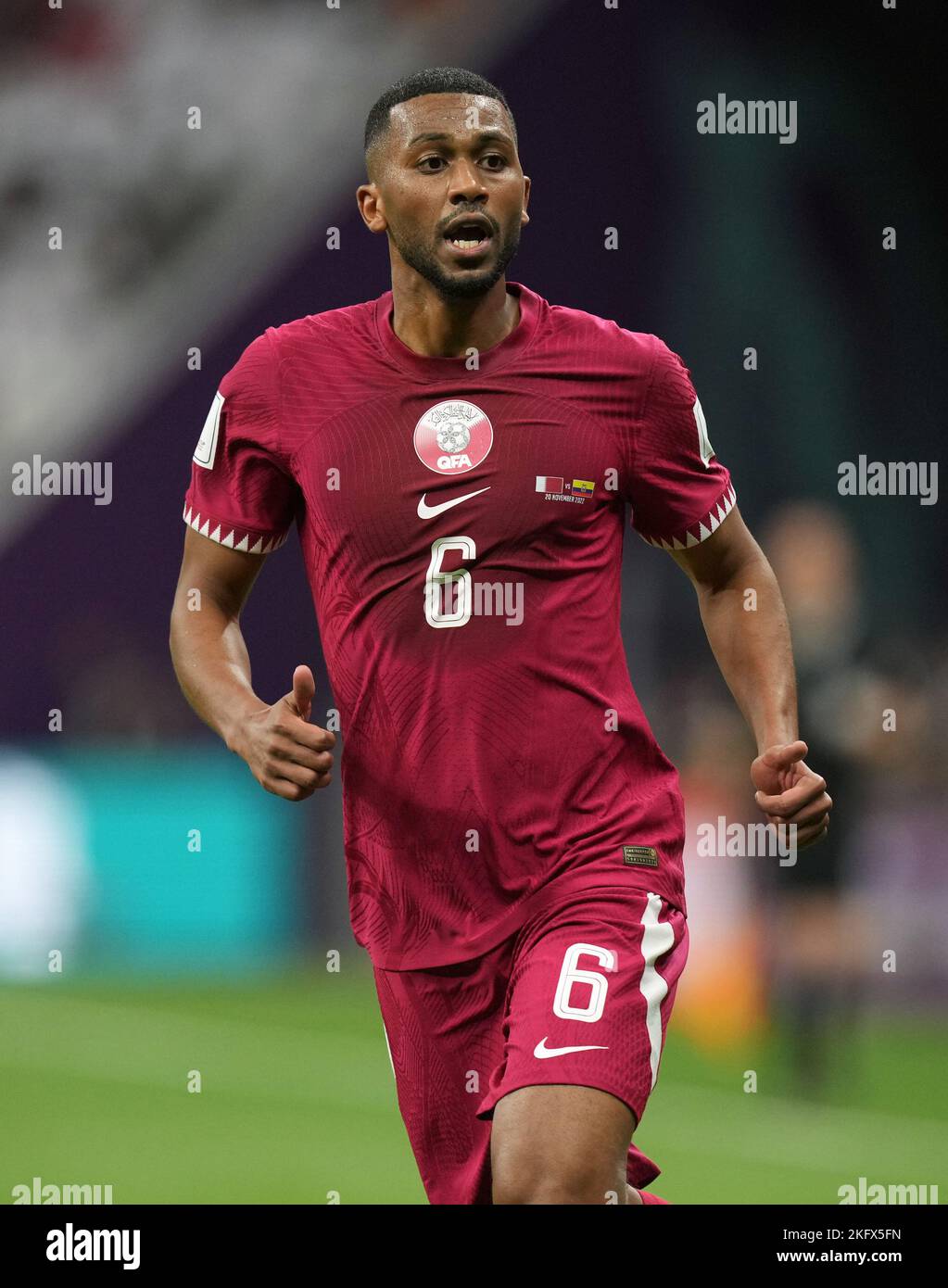 Qatar's Abdulaziz Hatem during the FIFA World Cup Group A match at the ...