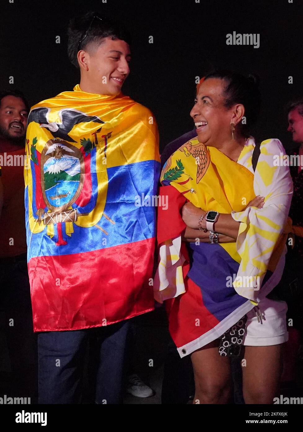 Ecuador fans at the FIFA Fan Festival in Al Bidda Park in Doha, Qatar ...