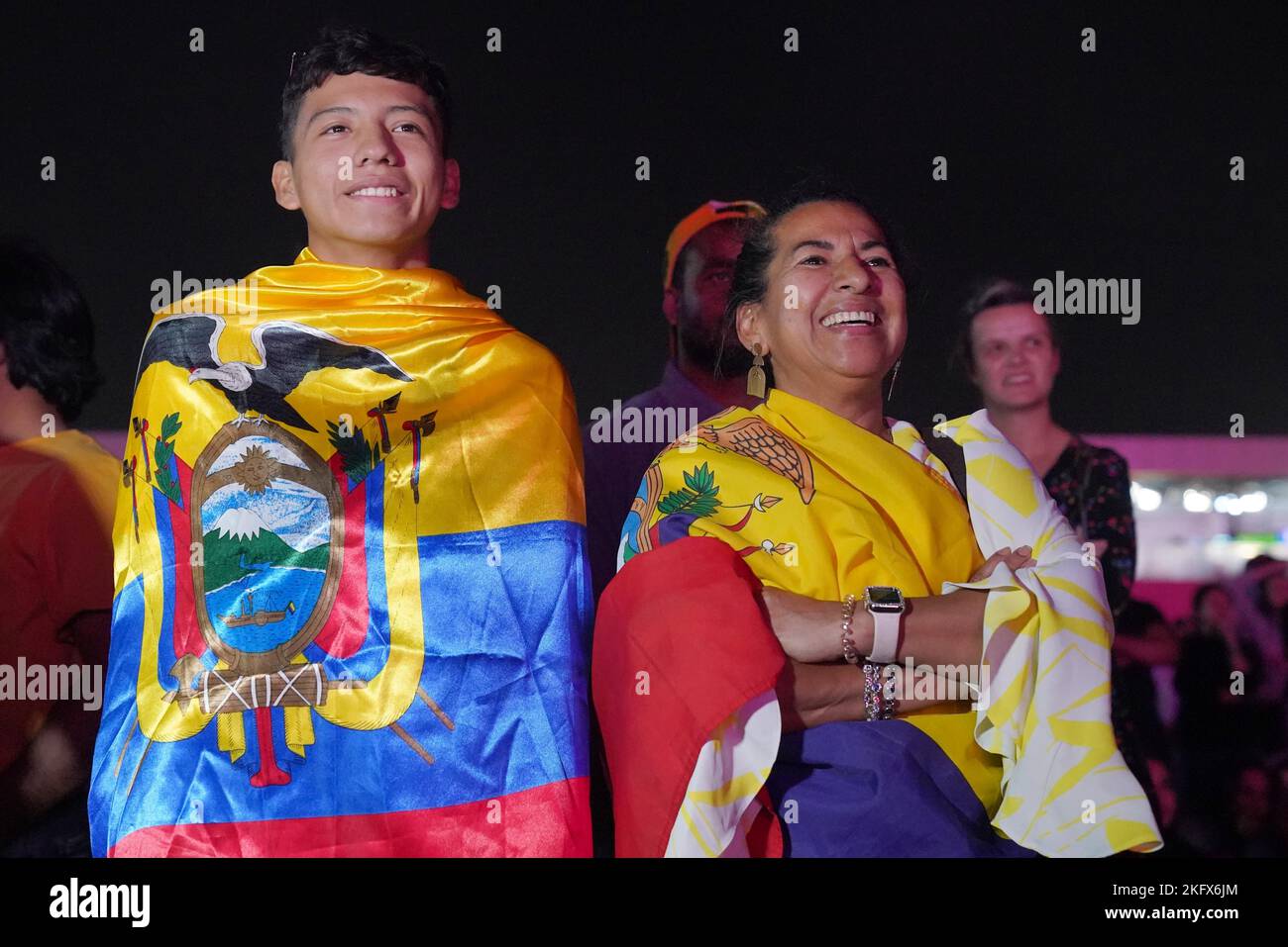 Ecuador fans at the FIFA Fan Festival in Al Bidda Park in Doha, Qatar ...