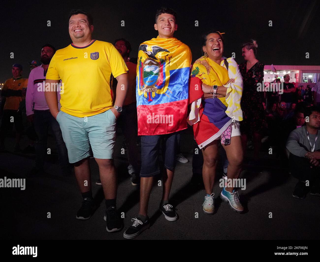 Ecuador fans at the FIFA Fan Festival in Al Bidda Park in Doha, Qatar ...