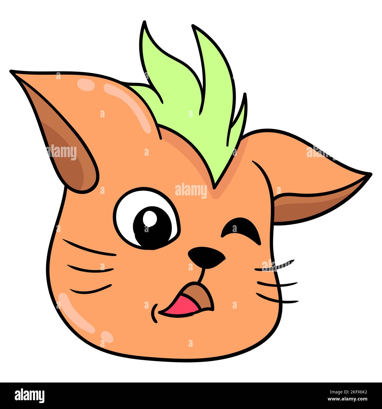 An editable vector of a ginger cat winking with green hair Stock Vector ...