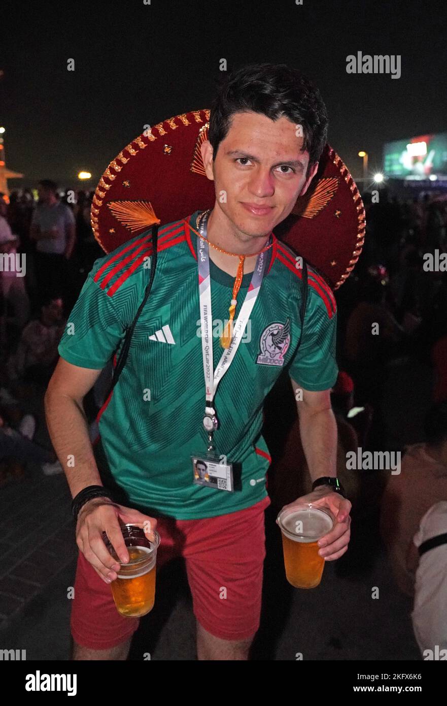 A Mexico fan at the FIFA Fan Festival in Al Bidda Park in Doha, Qatar ...