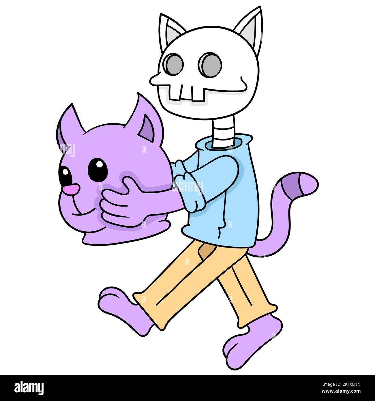 An Editable Vector Of A Cat Skeleton Holding Its Own Head Stock Vector Image And Art Alamy