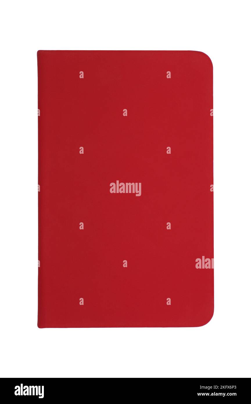Red notebook on white background Stock Photo - Alamy