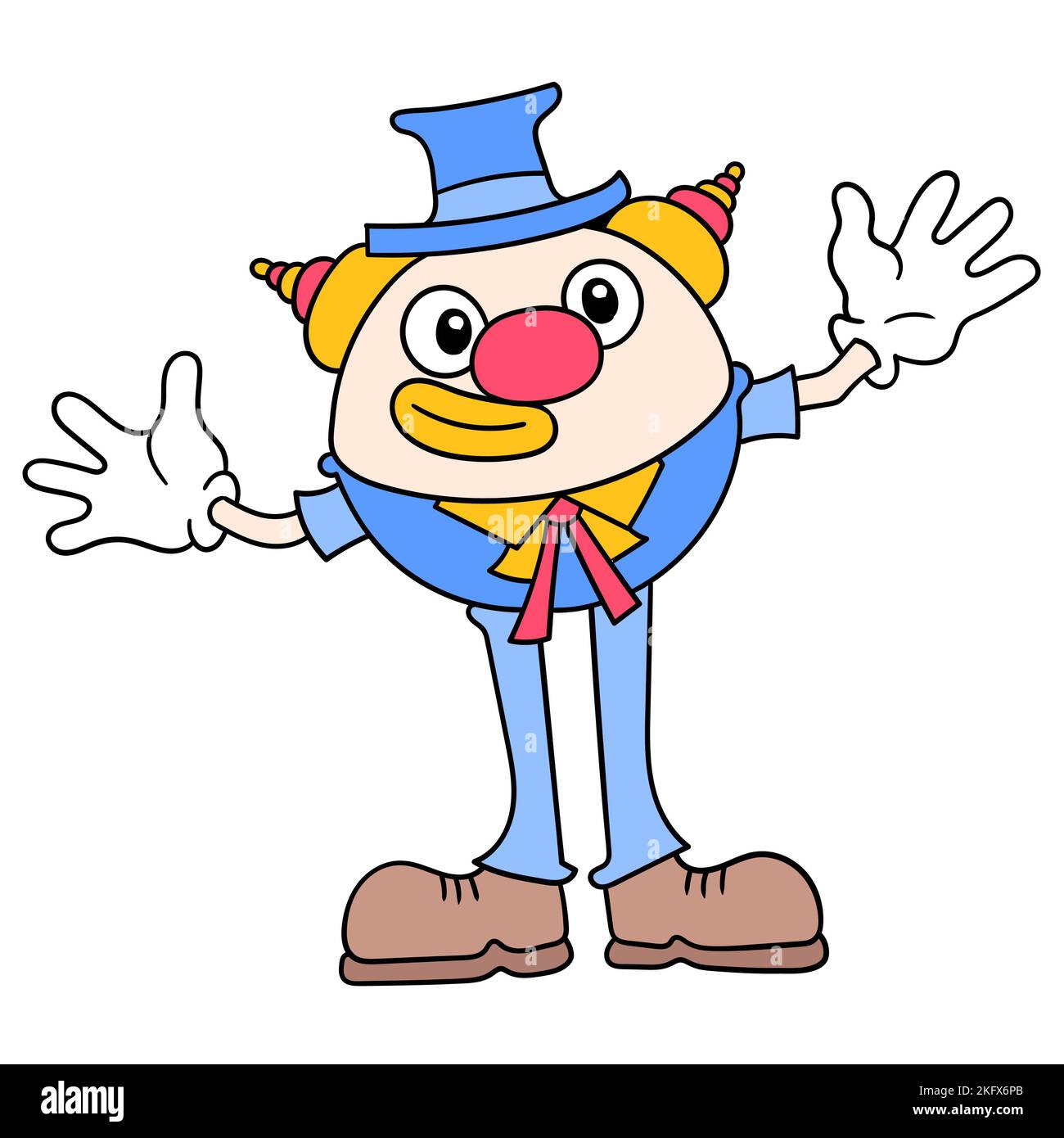 An editable vector of a clown with long legs opening his arms Stock ...