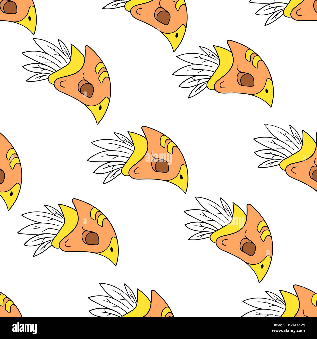 An editable seamless pattern vector of traditional tribal hats with ...